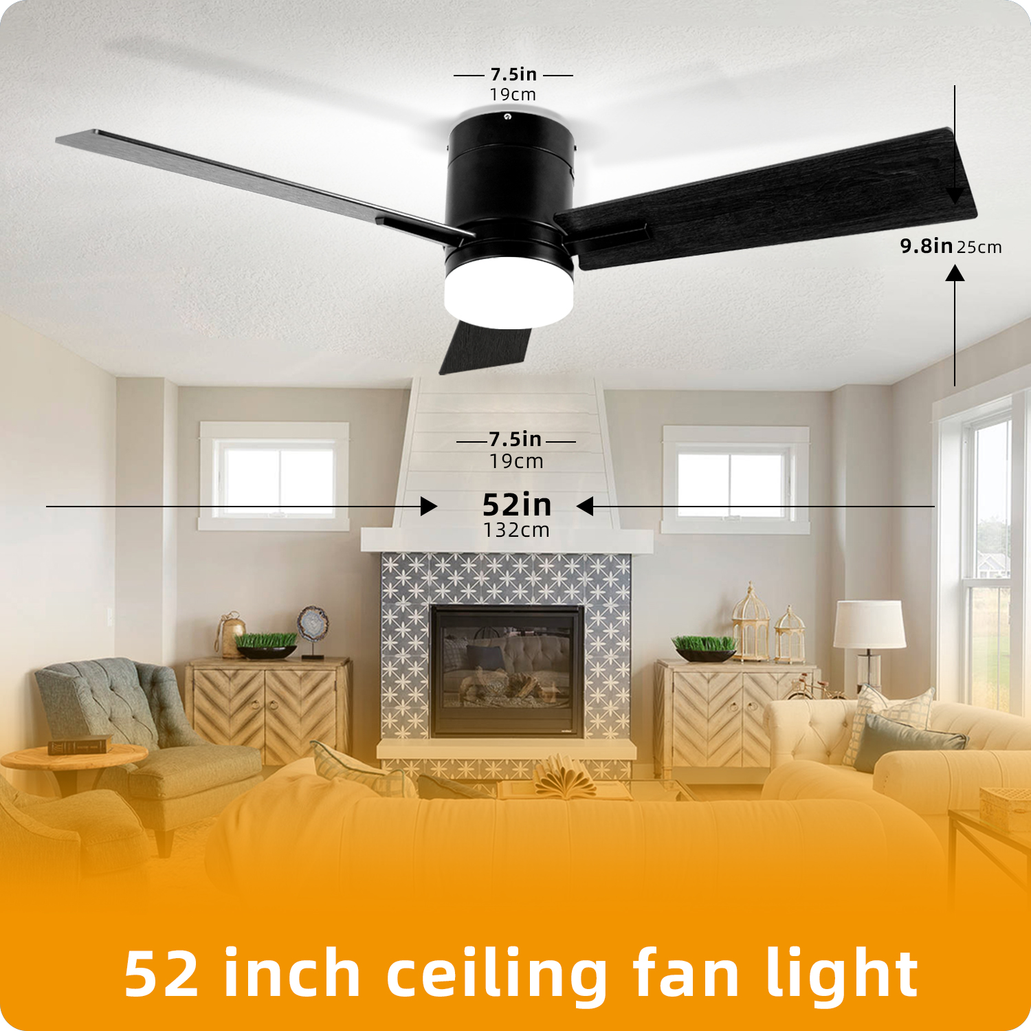 BAYSQUIRREL 52″ Ceiling Fan with Lights,Smart Low Profile Ceiling Fan ...